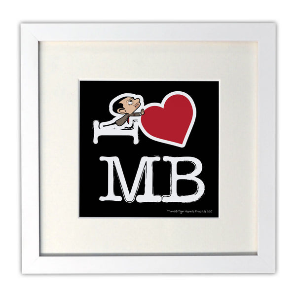 Black I Heart Mr Bean White Framed Print – Mr Bean Shop