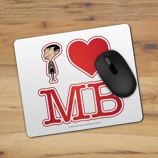 White I Heart Mr Bean Mouse mat – Mr Bean Shop