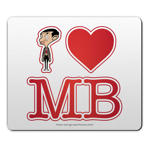 White I Heart Mr Bean Mouse mat – Mr Bean Shop